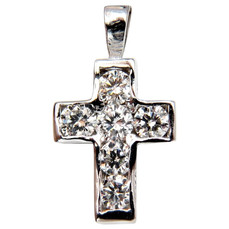 .70Carat Round Brilliant Diamonds Channel Set Cross Pendant and Chain ...