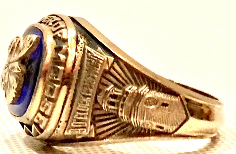 70'S 10K Gold and Blue Stone Fraternal Moose Legion Ring-Size 11.75 For ...