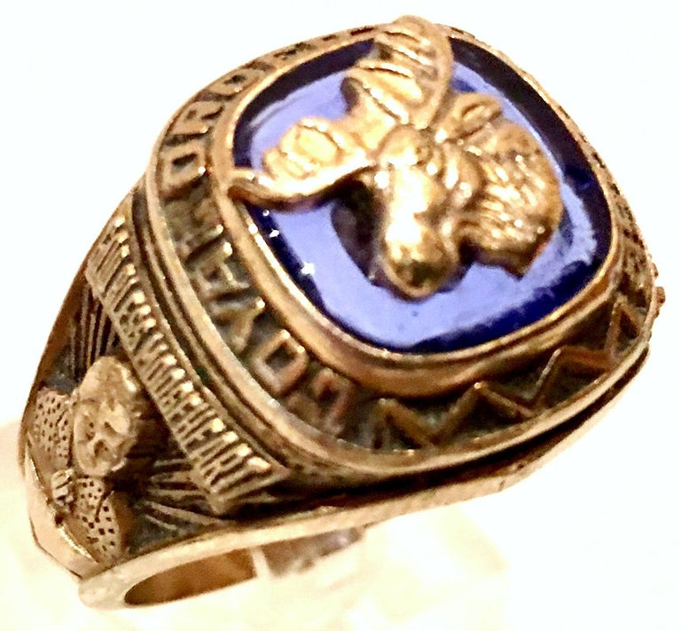 70'S 10K Gold and Blue Stone Fraternal Moose Legion Ring-Size 11.75 For ...
