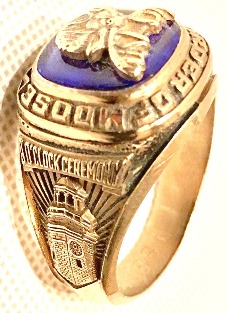 70'S 10K Gold and Blue Stone Fraternal Moose Legion Ring-Size 11.75 For ...
