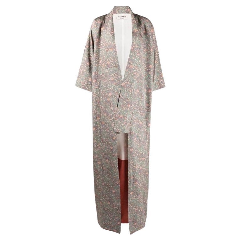 70s A.N.G.E.L.O. Vintage Cult floral printed silk japanese long kimono ...