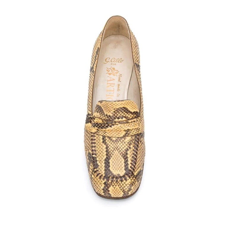 70s Artioli Vintage sand-color and brown pythonskin loafers For Sale at ...