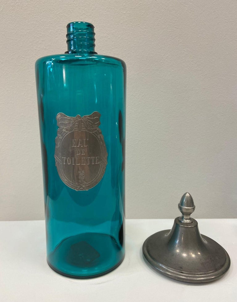 70s Blue French Crystal vanity set of 6 pieces, L'Étain a la Rose ...