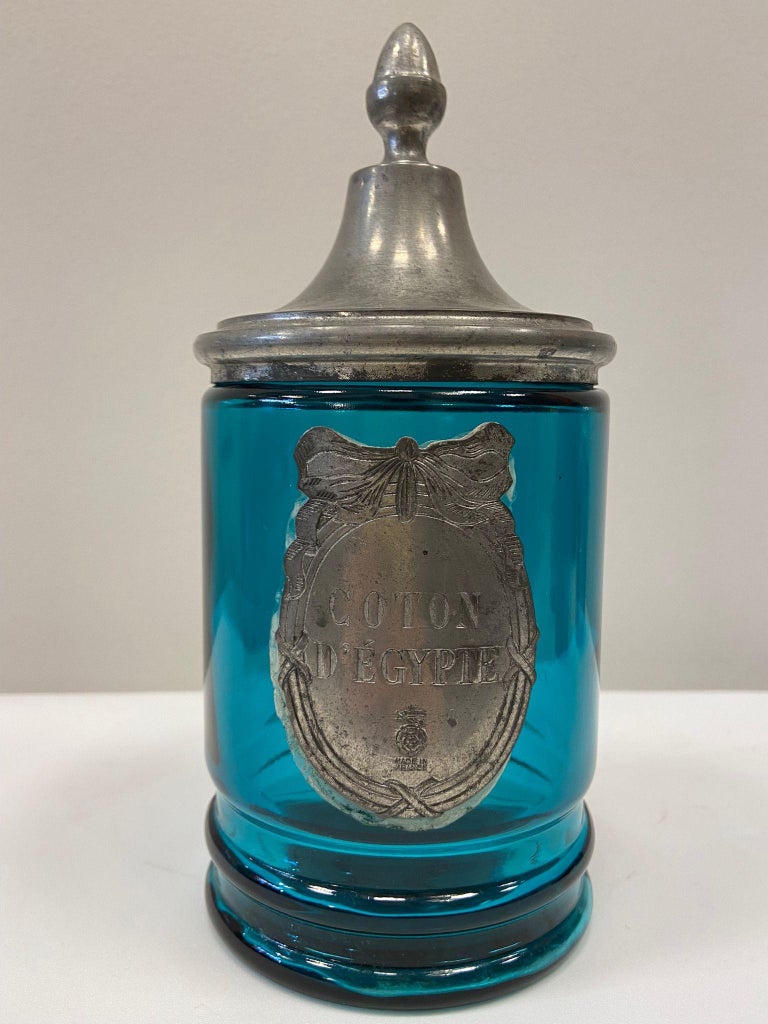 70s Blue French Crystal vanity set of 6 pieces, L'Étain a la Rose ...