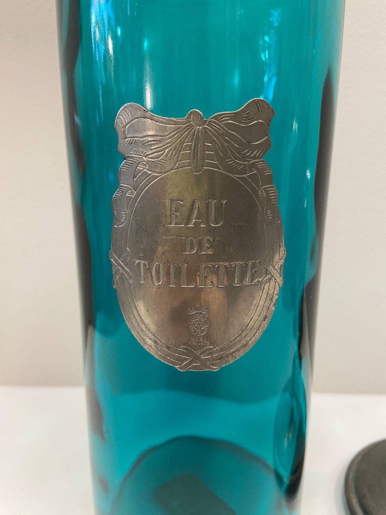 70s Blue French Crystal vanity set of 6 pieces, L'Étain a la Rose ...