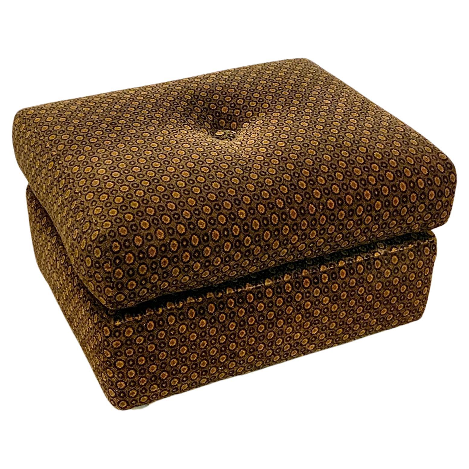 70’s Brown Patterned Pouffe Footstool For Sale at 1stDibs