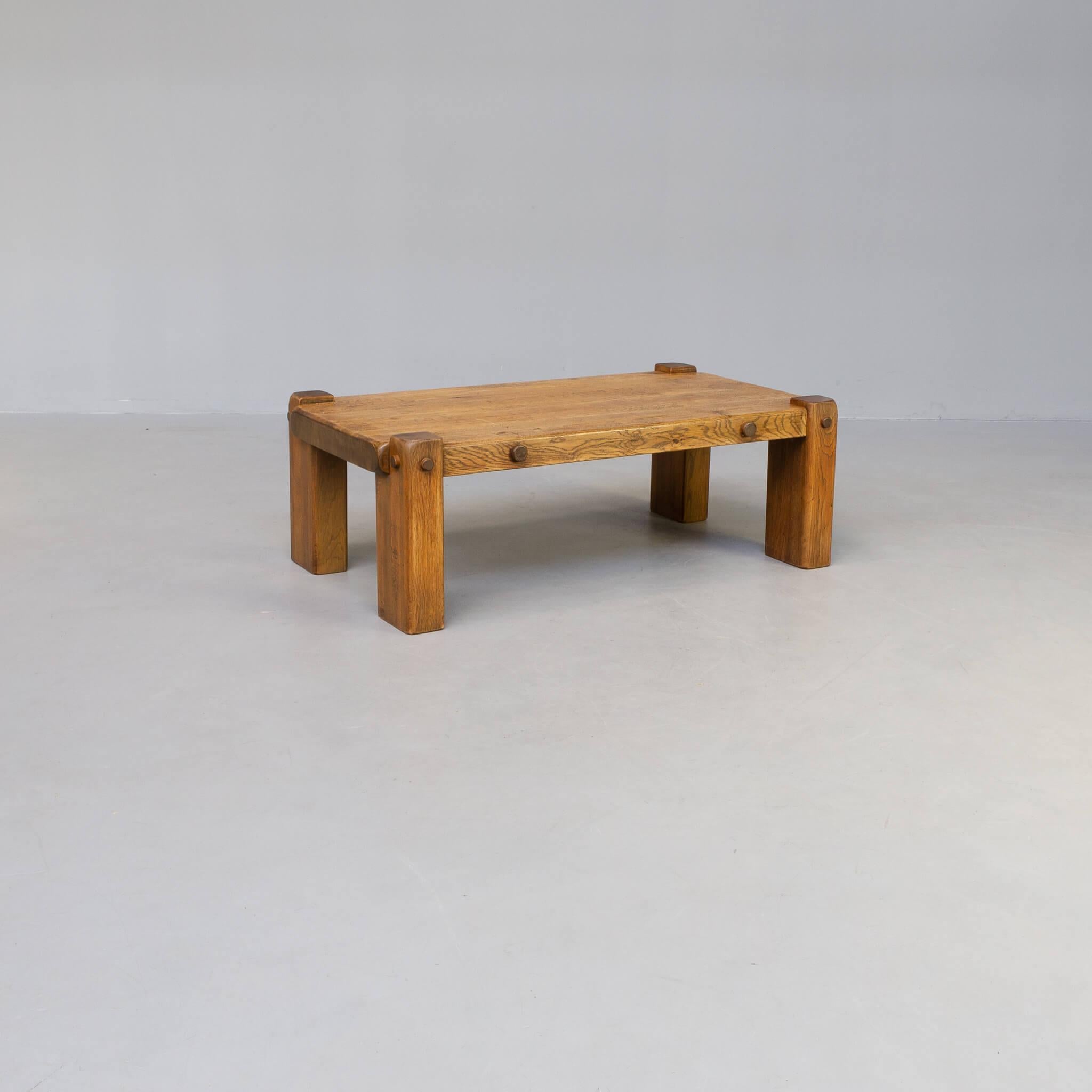 70s Brutalist Full Oak Coffee Table For Sale at 1stDibs