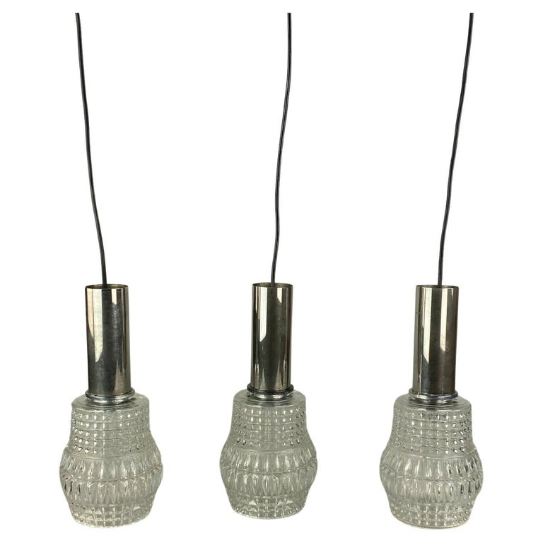 70s Ceiling Light Hanging Lamp Cascade Lamp Glass Chrome Space Age ...