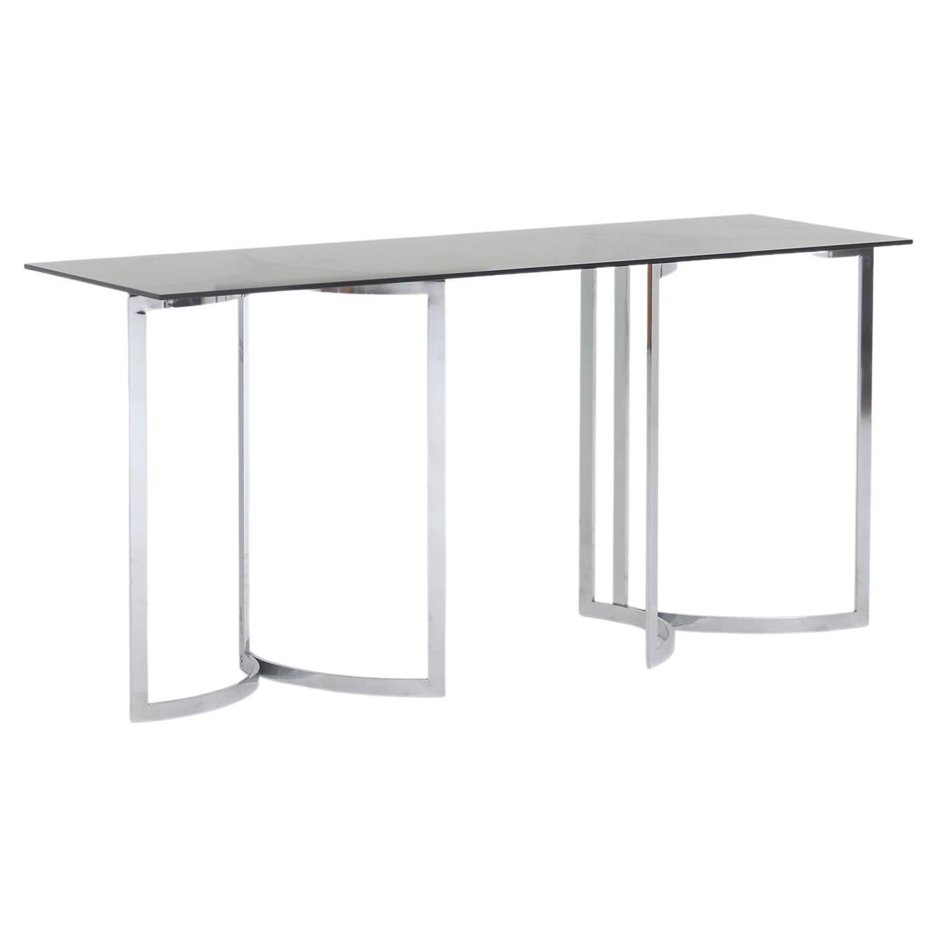 Vintage Chrome Console with Glass Top at 1stDibs