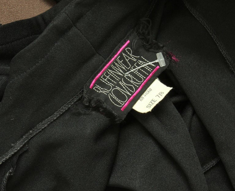 70s Clovis Ruffin Black Jersey Wrap Dress with Swan Neck Collar Vintage ...