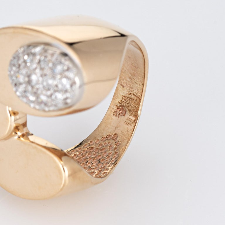 70s Diamond Ring Vintage 14k Yellow Gold Cocktail Oval Estate Jewelry ...