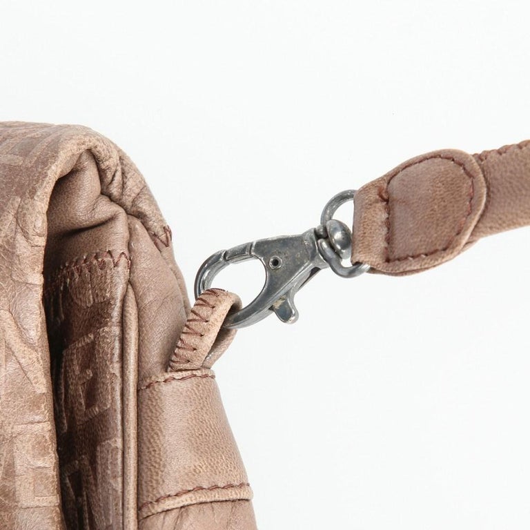 70s Enrico Coveri Vintage brown leather logoed shoulder bag For Sale at ...