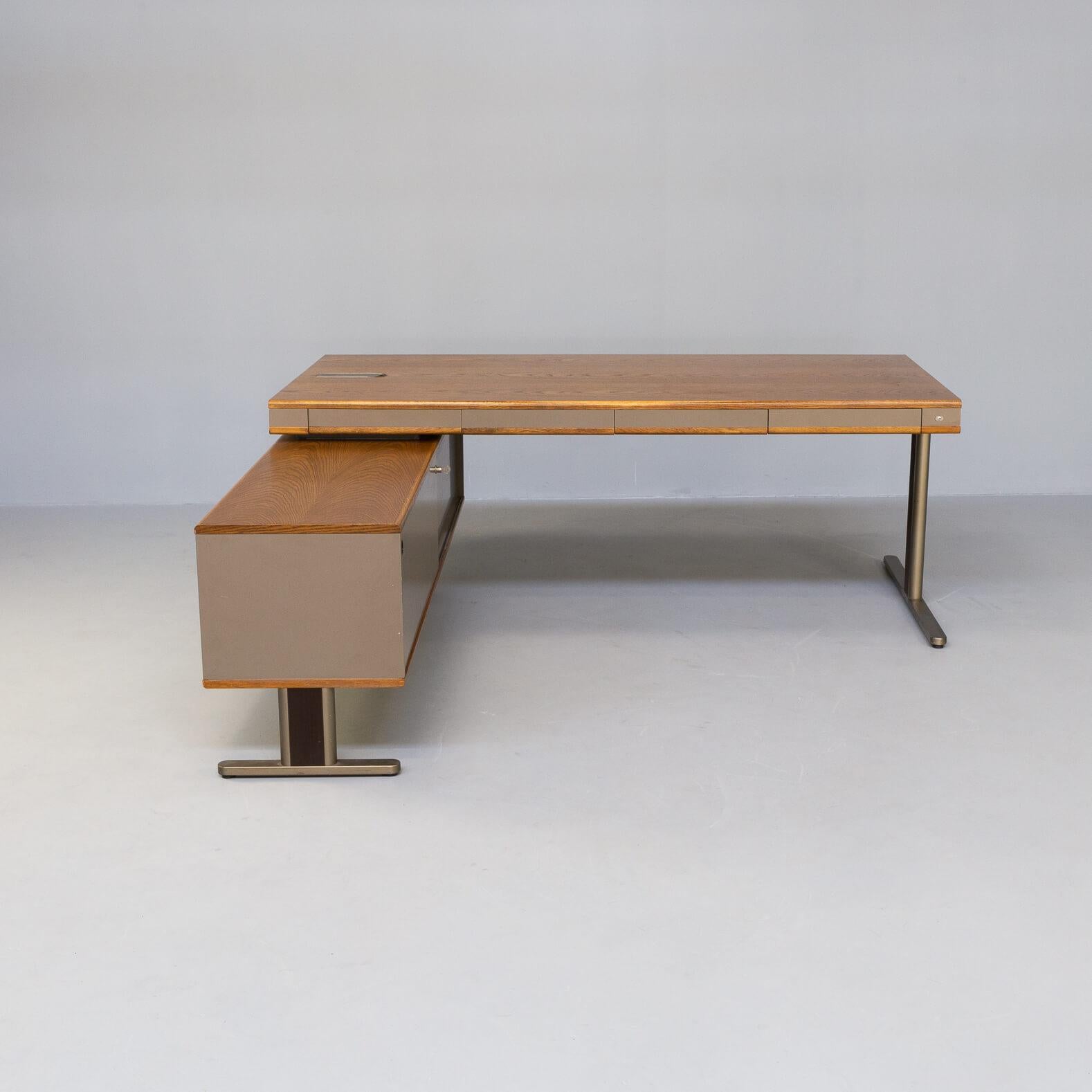 70s executive writing desk with side cabinet For Sale at 1stDibs
