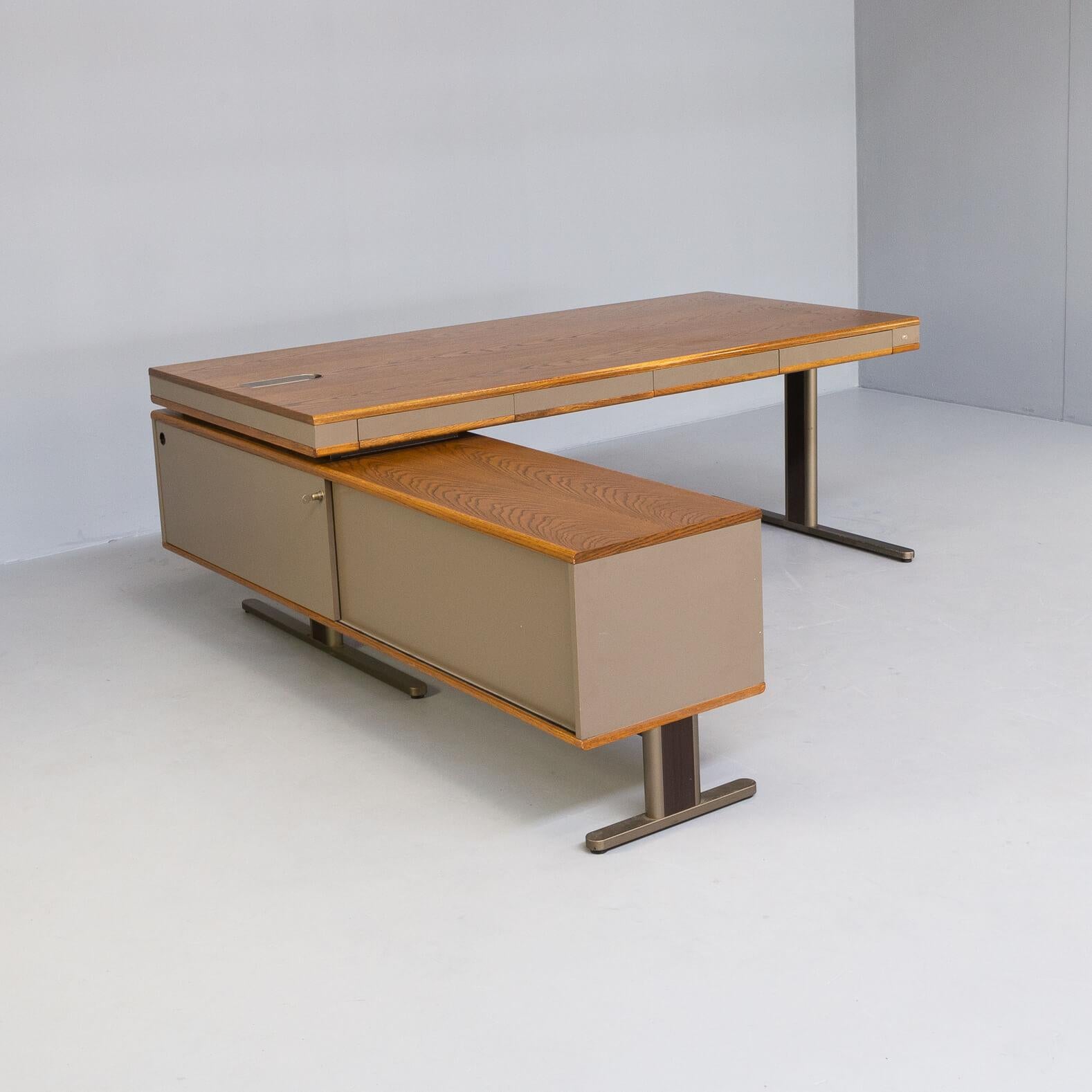70s executive writing desk with side cabinet For Sale at 1stDibs