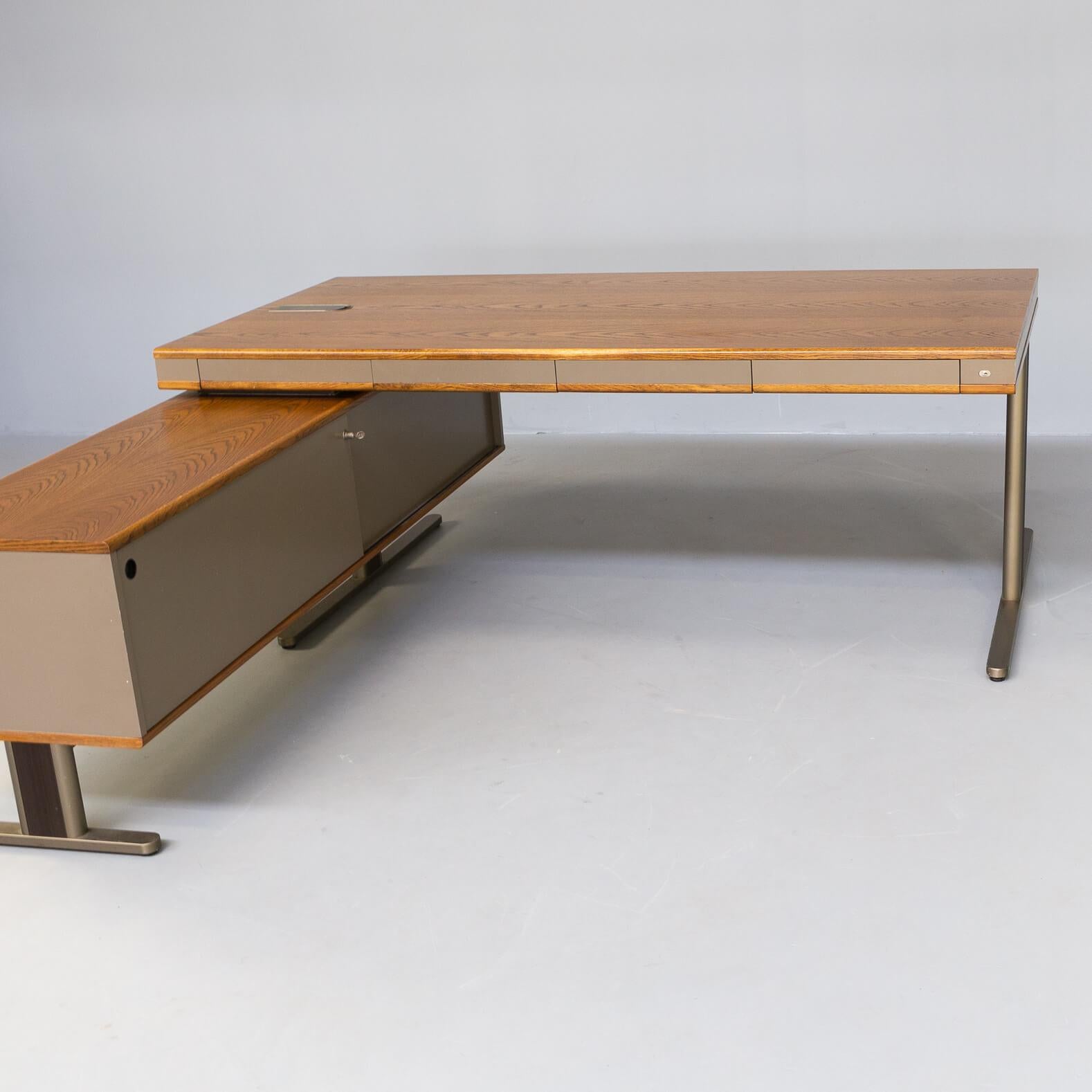 70s executive writing desk with side cabinet For Sale at 1stDibs