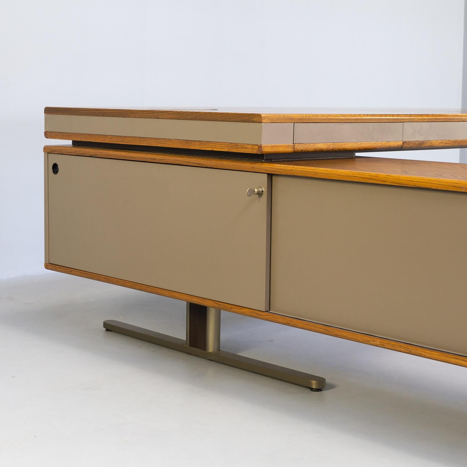 70s executive writing desk with side cabinet For Sale at 1stDibs