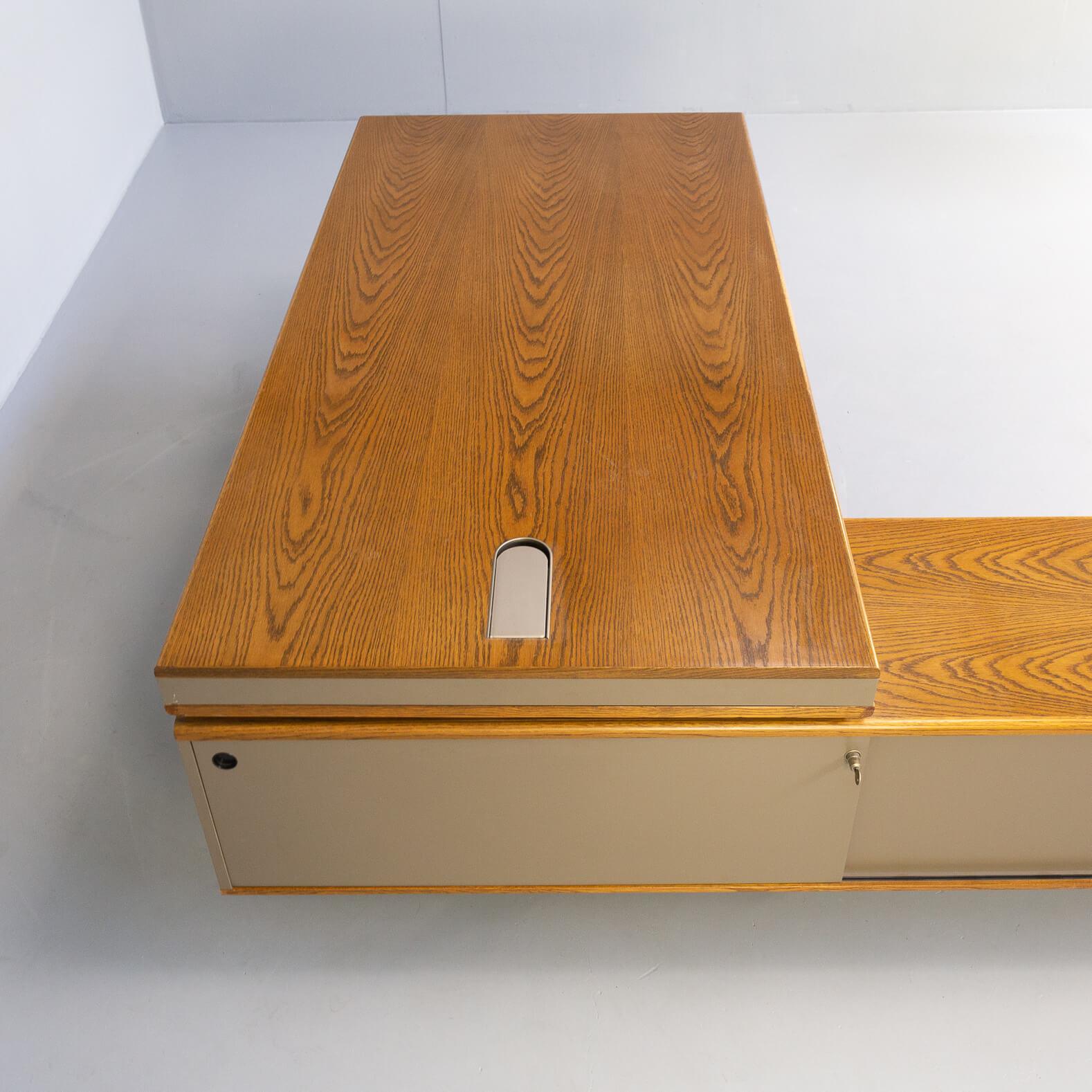 70s executive writing desk with side cabinet For Sale at 1stDibs