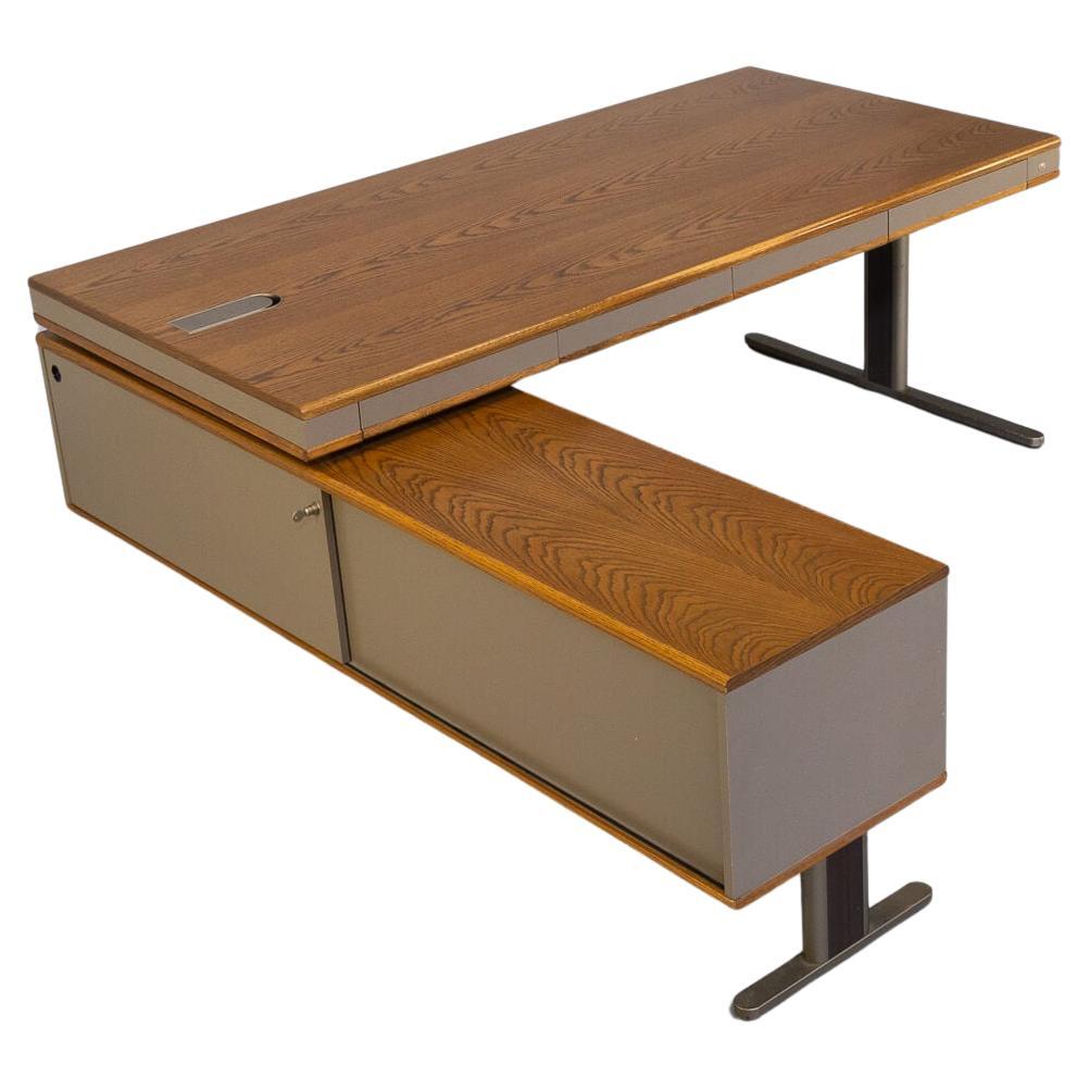 70s executive writing desk with side cabinet For Sale at 1stDibs