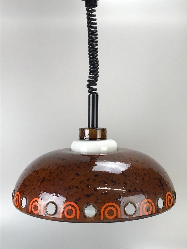 70s Hanging Lamp Ceiling Lamp Lamp Light Space Age Enamel Glass Hustadt ...