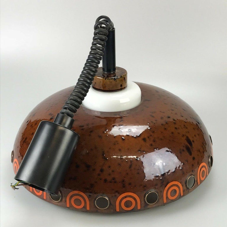 70s Hanging Lamp Ceiling Lamp Lamp Light Space Age Enamel Glass Hustadt ...