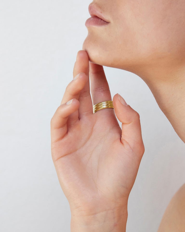 70s Inspired Braid Ring, 18 Carat Gold Plated (Medium) For Sale at 1stDibs