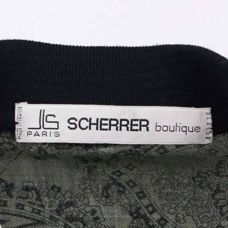 70s Jean-Louis Scherrer green wool sweater with black paisley pattern ...
