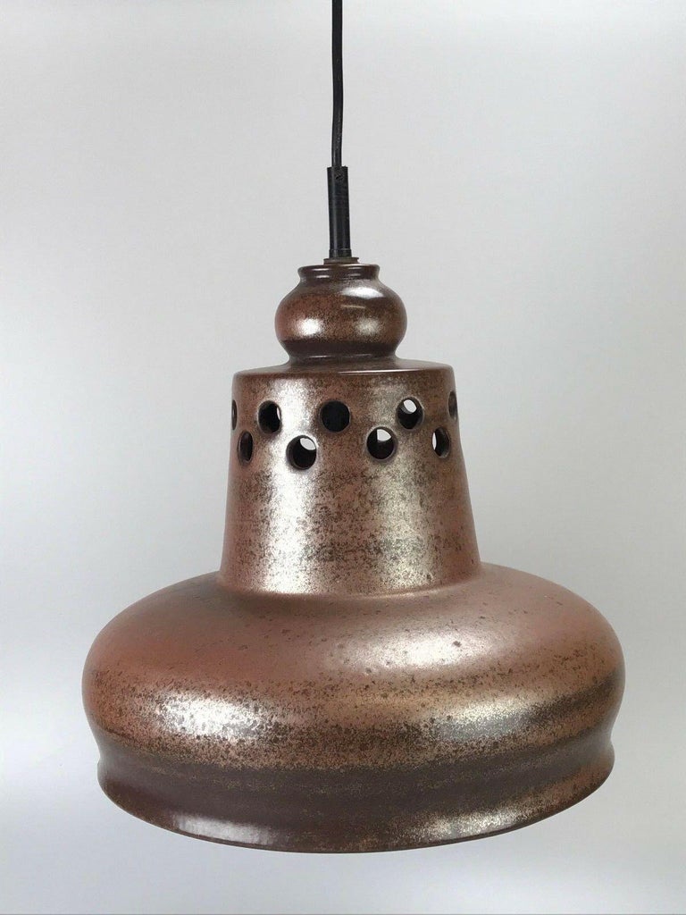 70s Lamp Light Ceiling Lamp Ceramic Mid Century Space Age Brown For ...