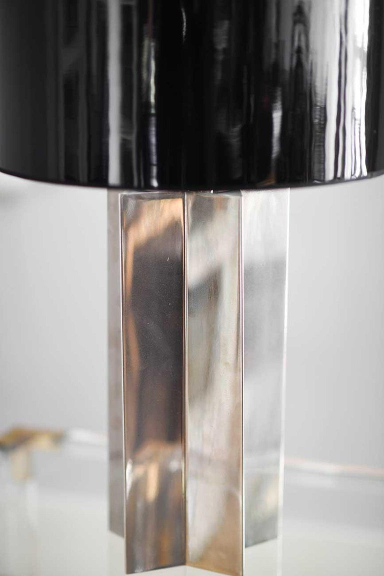 70s Lamp Made of Chromed Metal and Vinyl For Sale at 1stDibs