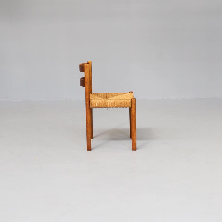 70s low back oak and wicker dining chair set/6 For Sale at 1stDibs ...