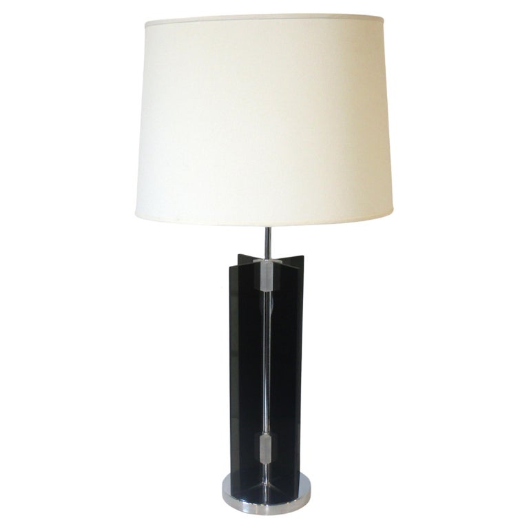 70's Lucite and Chrome X Table Lamp For Sale at 1stDibs