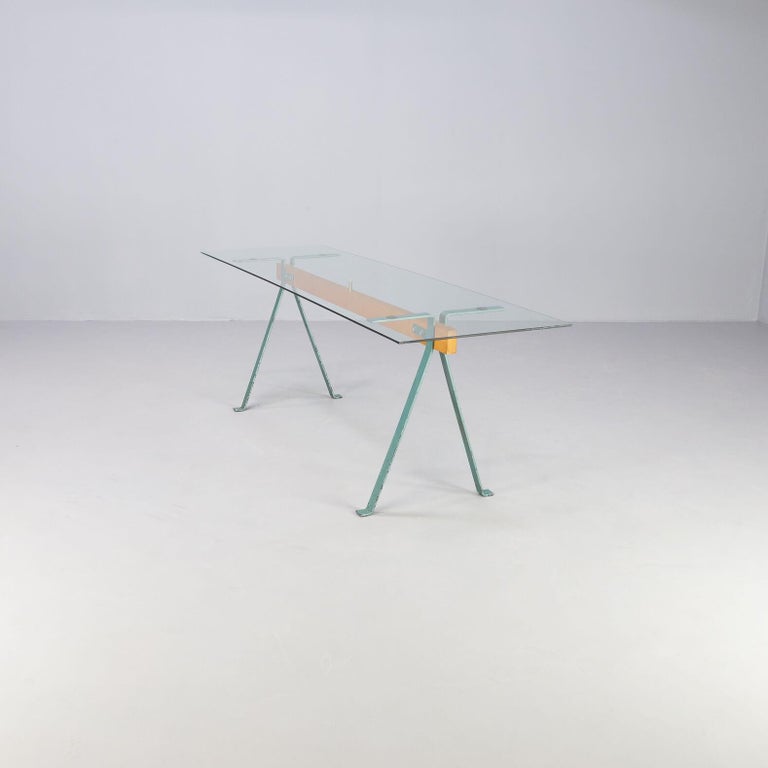 70s Metal and Glass Table Desk Attr Enzo Mari For Sale at 1stDibs