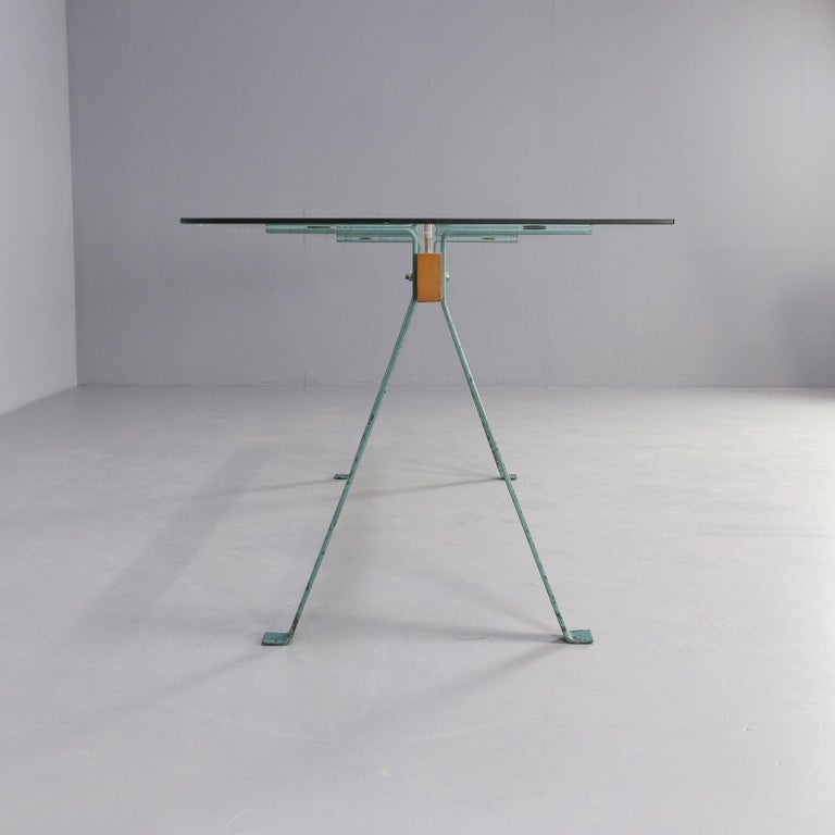 70s Metal and Glass Table Desk Attr Enzo Mari For Sale at 1stDibs