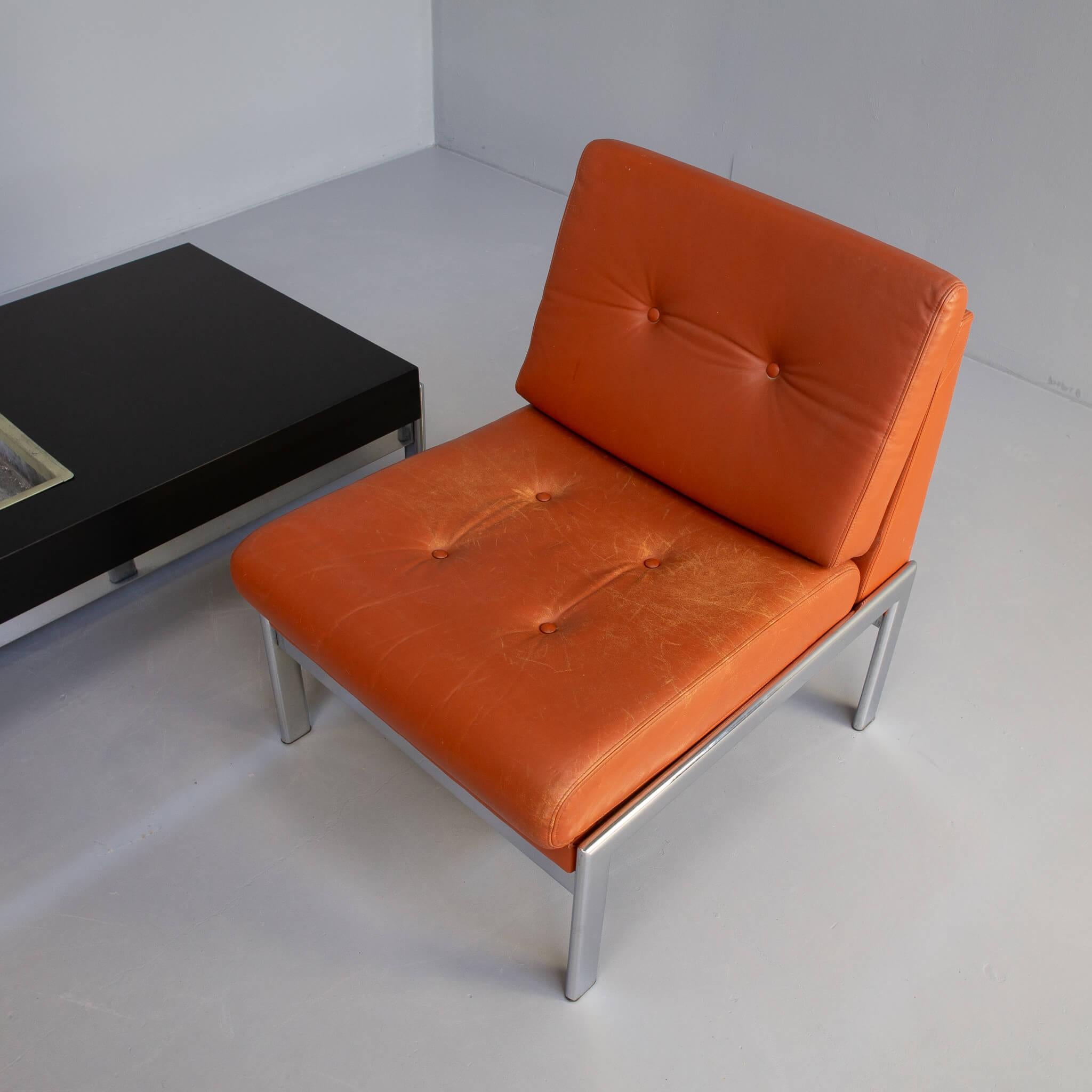 70s Modular Waiting Room Sofa with Full Leather Three Seats and One ...