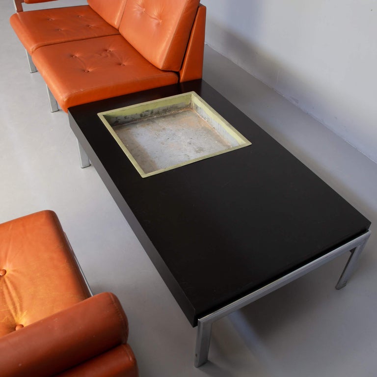 70s Modular Waiting Room Sofa with Full Leather Three Seats and One ...