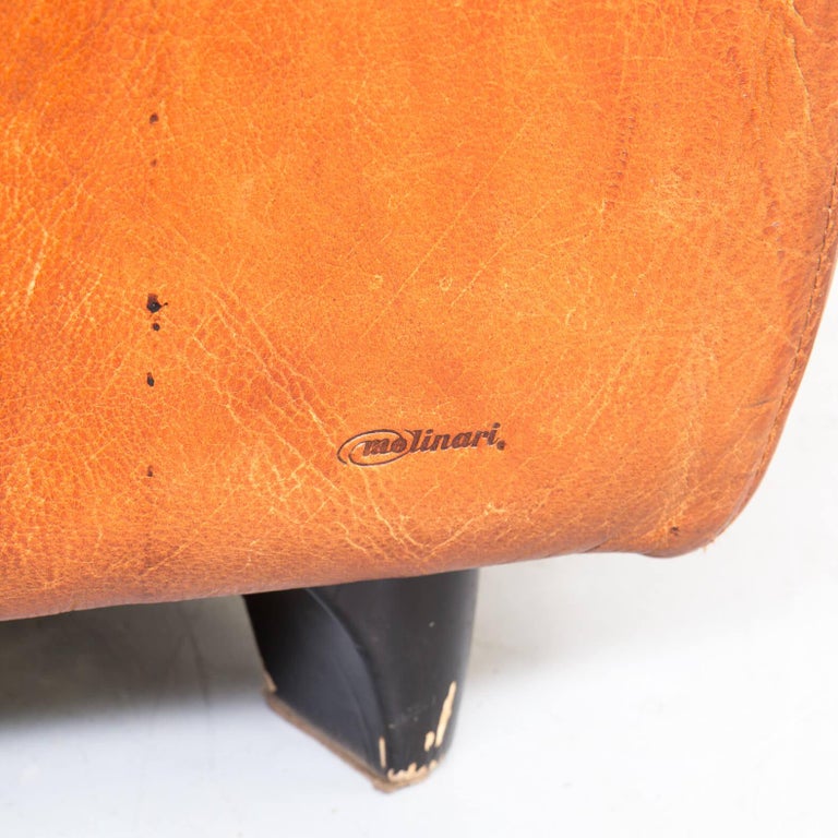 1970s Molinari Handmade Thick Cognac Leather Fat Boy Sofa For Sale at ...