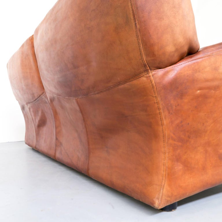 1970s Molinari Handmade Thick Cognac Leather Fat Boy Sofa For Sale at ...