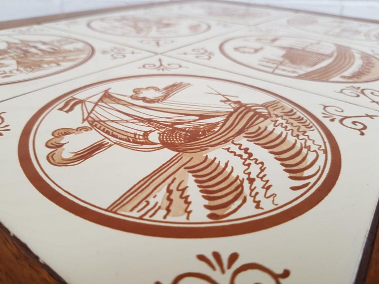 70s, Nesting Table, Danish Design, Hand-Painted Ceramic Tiles, Teak ...