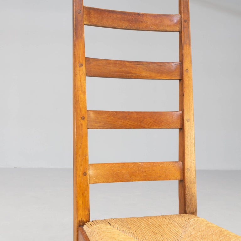 70s Oak and Wicker Brutalist High Back Dining Chair Set/8 For Sale at ...