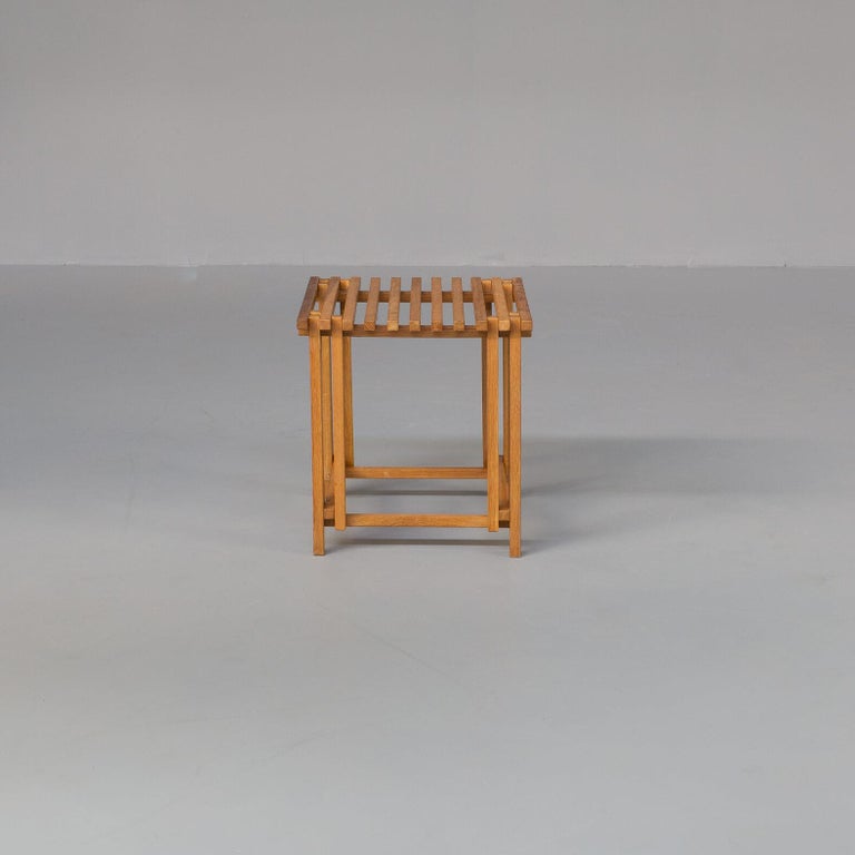 1970s Oak Wooden Slatted Architectural Side Table For Sale at 1stDibs