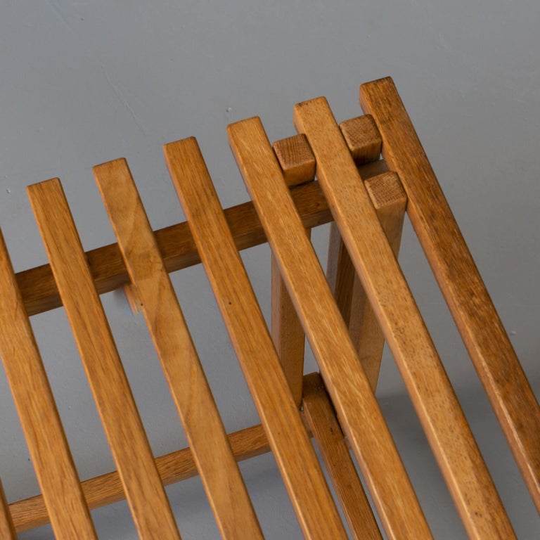 1970s Oak Wooden Slatted Architectural Side Table For Sale at 1stDibs