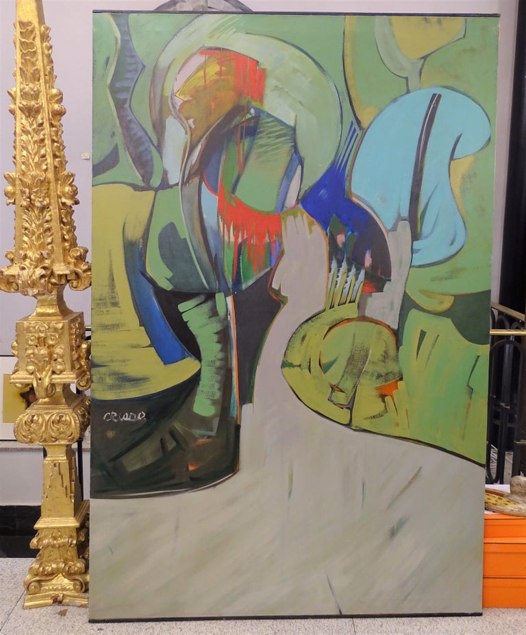 1970s Oil on Canvas Spanish Artist Abstract Expressionism For Sale at ...