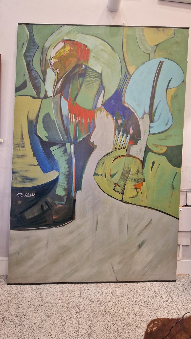 1970s Oil on Canvas Spanish Artist Abstract Expressionism For Sale at ...