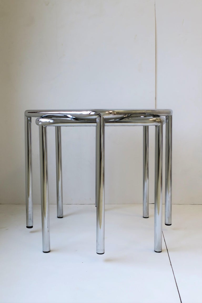 Postmodern Tubular End, Side, and Stacking Tables in Chrome and Glass ...