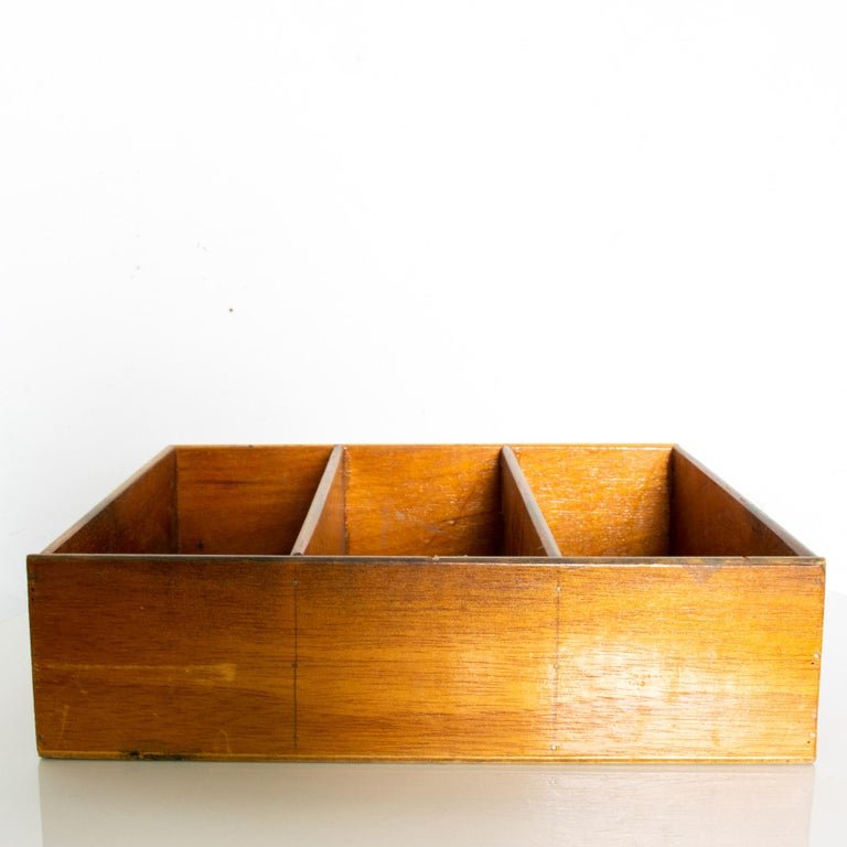 1970s Vintage Wood Box Three Sectioned Organizer Divided Storage For ...