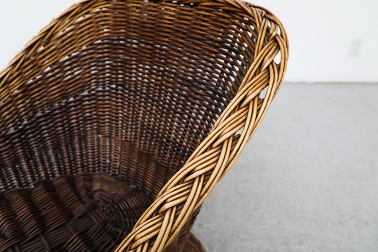 1970s Rattan Bucket Chair For Sale at 1stDibs