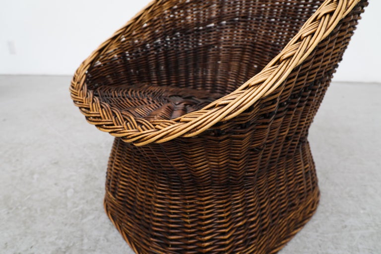 1970s Rattan Bucket Chair For Sale at 1stDibs
