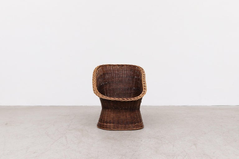 1970s Rattan Bucket Chair For Sale at 1stDibs