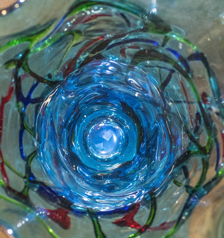 70s Crystal Vase Red, Blue, Green Blowing Murano, Italy Crystal at ...