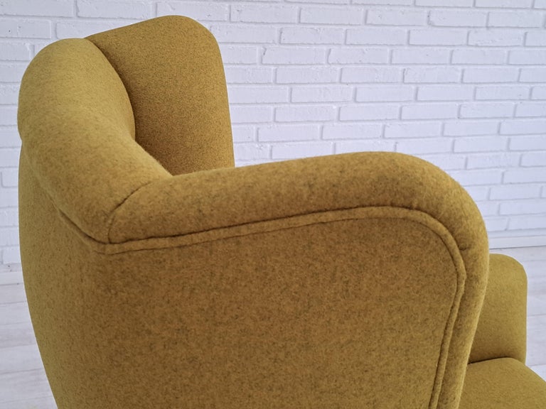 70s, Scandinavian Design, High-Back Armchair, Furniture Wool, Teak Wood ...