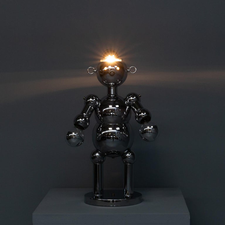 1970s Sculptural Chrome Robot Table Lamp for Torino For Sale at 1stDibs